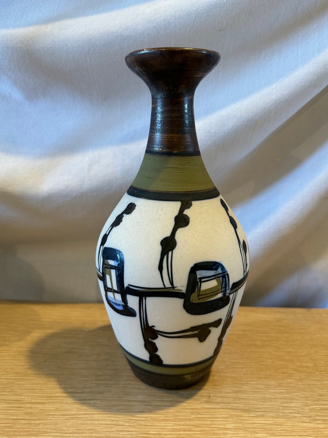 Vintage Mcm 9” Pottery Vase Signed Nehemiah Azaz for HARSA Pottery ...