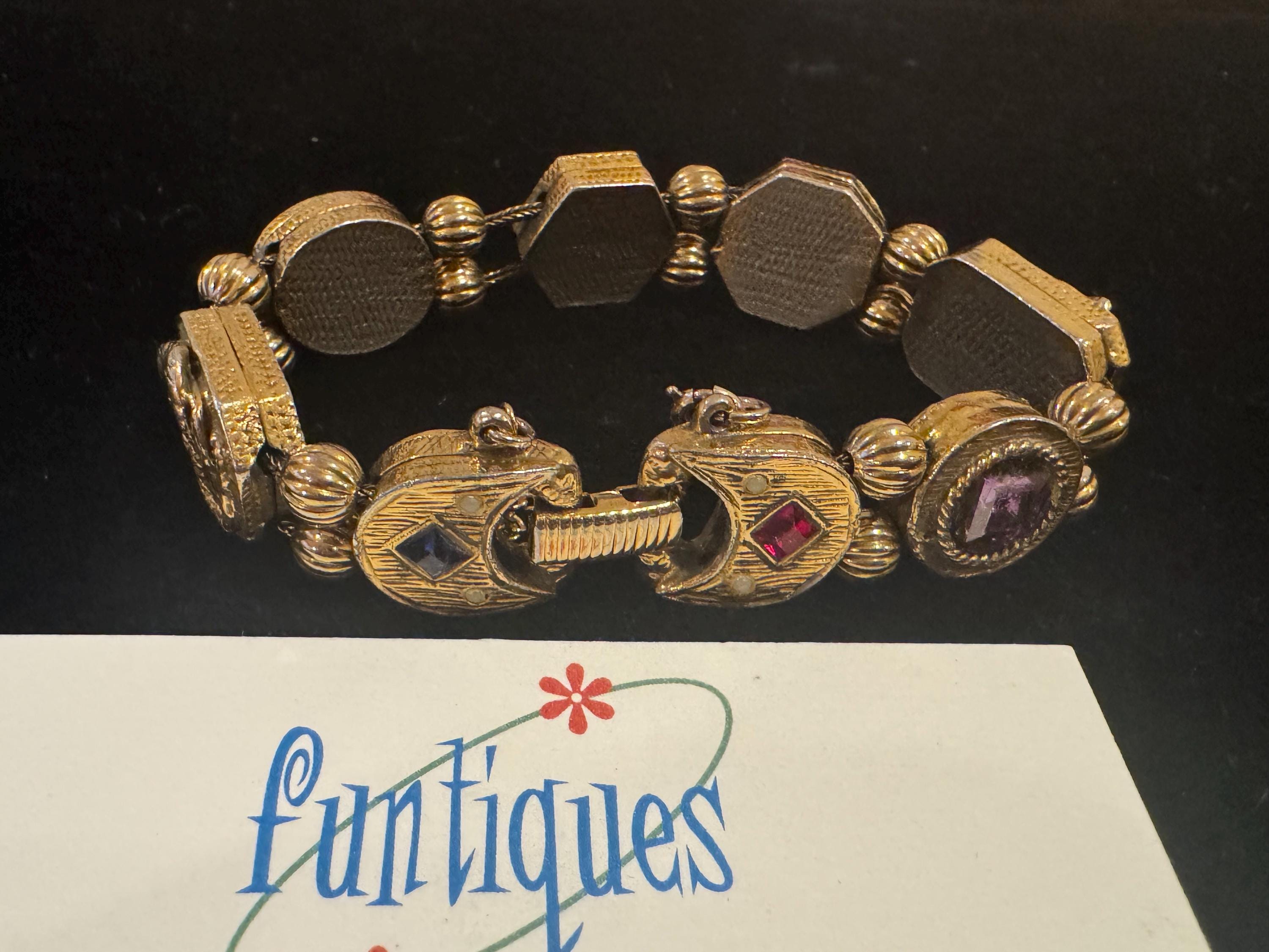 GOLDETTE Victorian Revival Gold-tone Slide Bracelet on Double Chain - Etsy