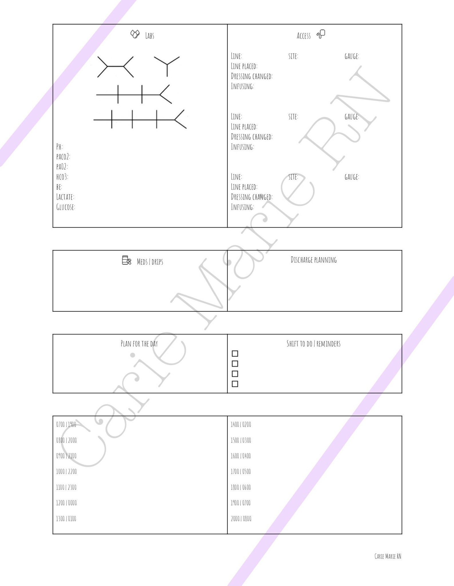 Pediatric Nurse Report Shift Sheet | Etsy