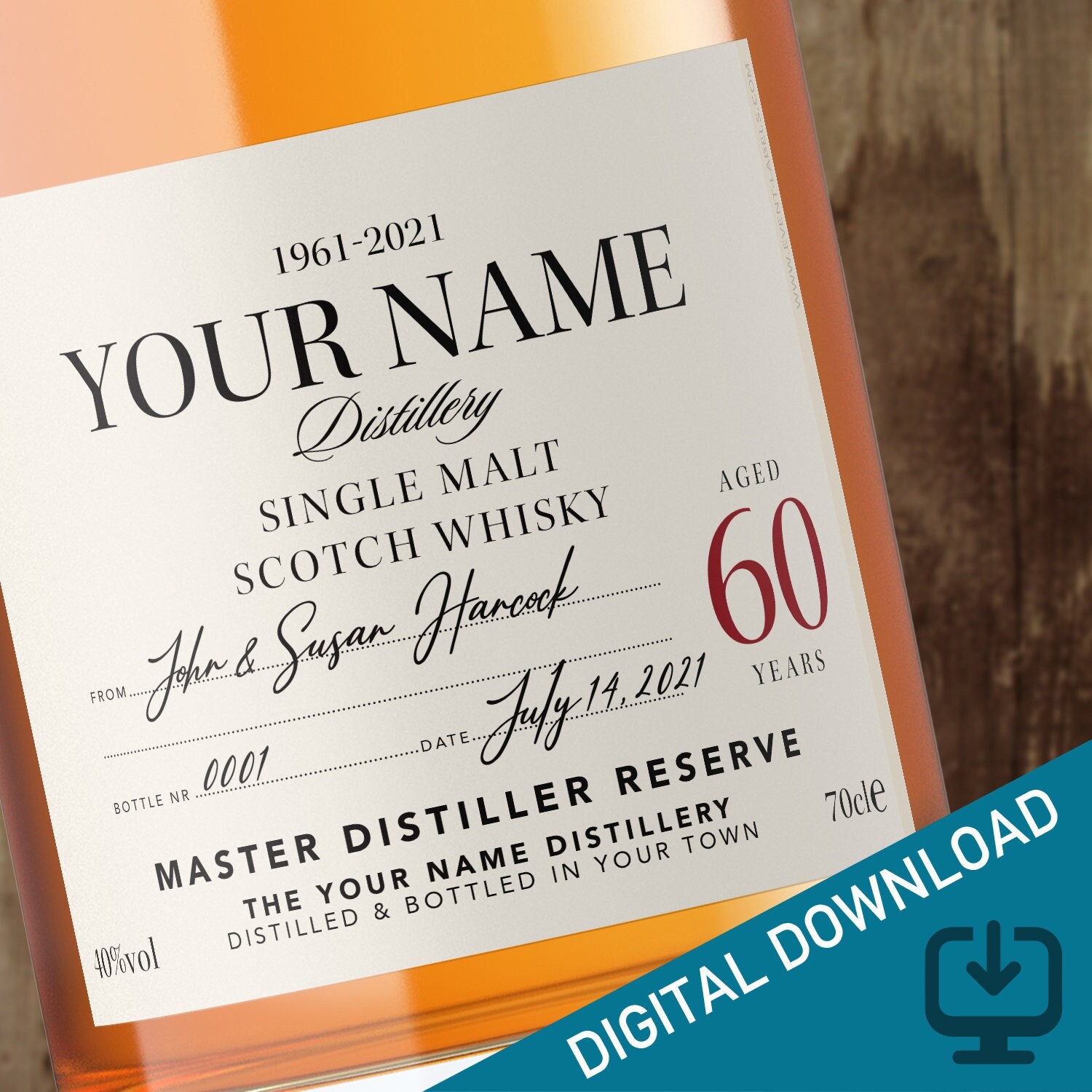 Digital Download Personalised Whisky Label // Birthday Labels - Etsy