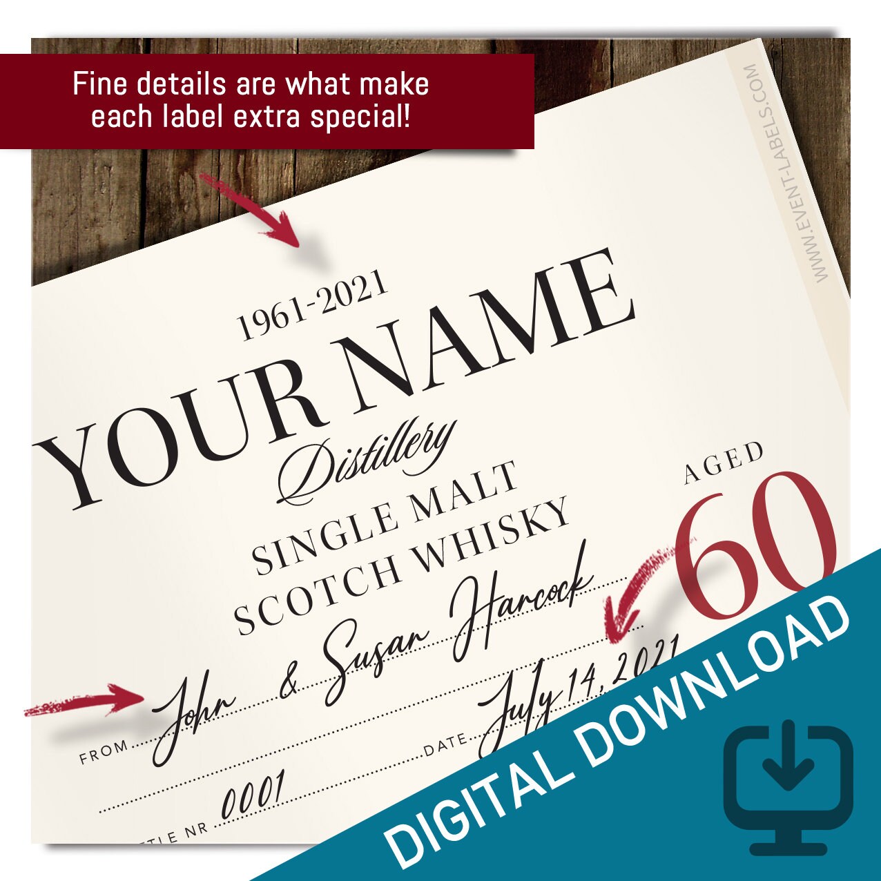 Digital Download Personalised Whisky Label // Birthday Labels - Etsy