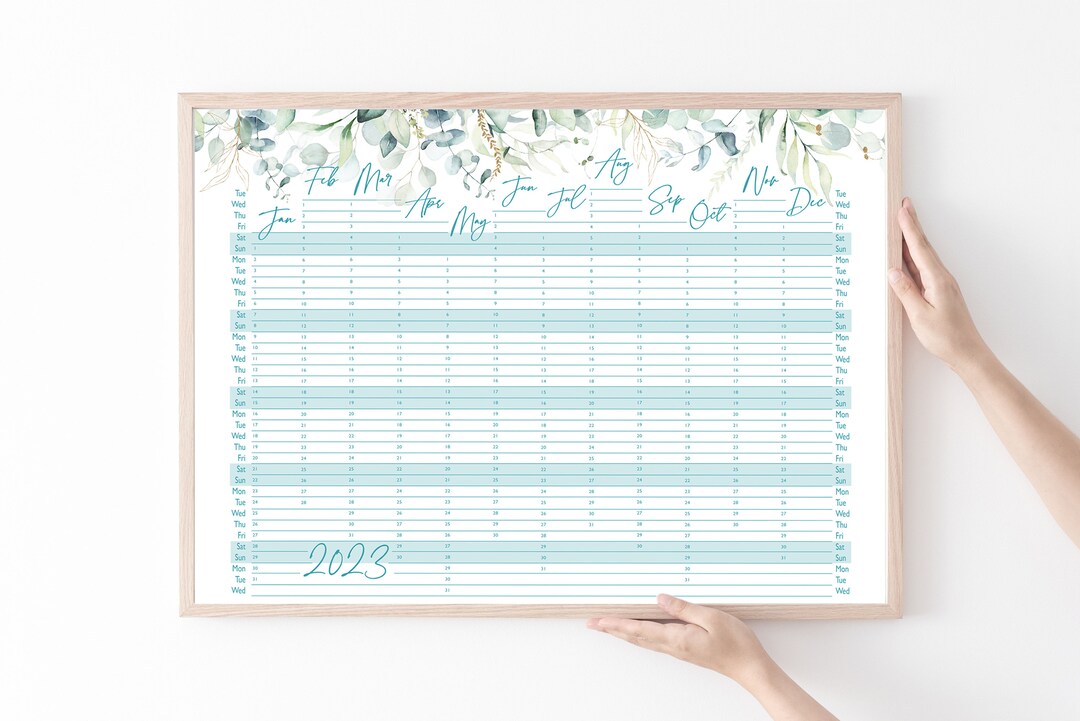 PRINTABLE Wall Planner 2023 Botanical Yearly Wall Planner DIGITAL ...