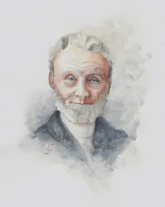 George Muller Watercolor Portrait 8x10 and 11x14 | Etsy