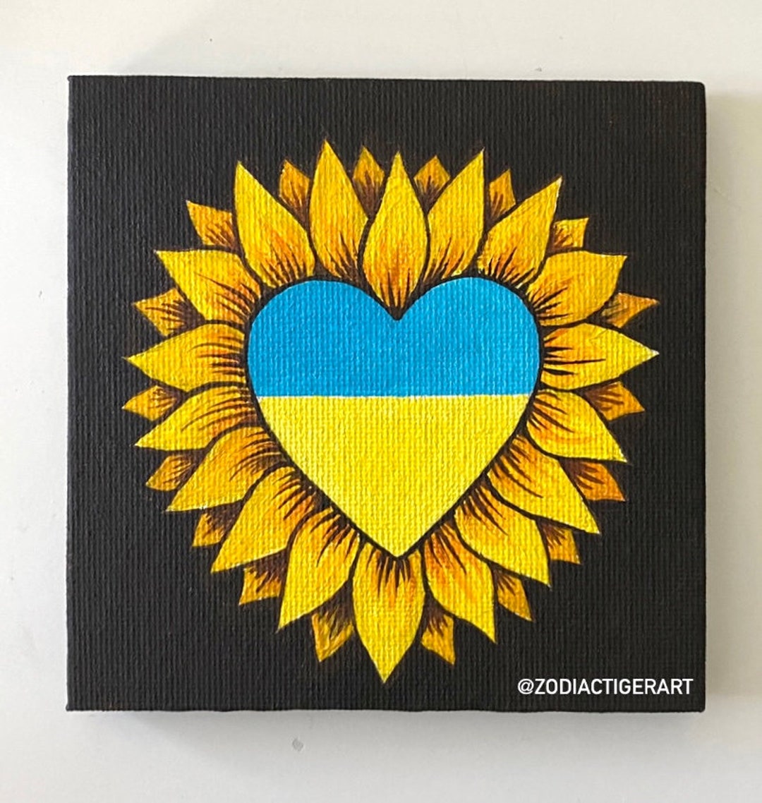 Ukrainian Mini Painting, Love Ukraine, Ukraine Flag Painting, Stand ...