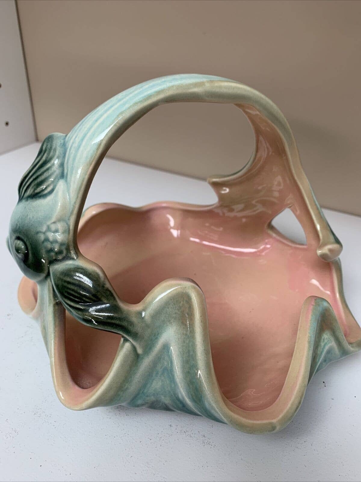 Vintage Hull Pottery 1950's Fantail Fish Conch Shell Basket - Etsy