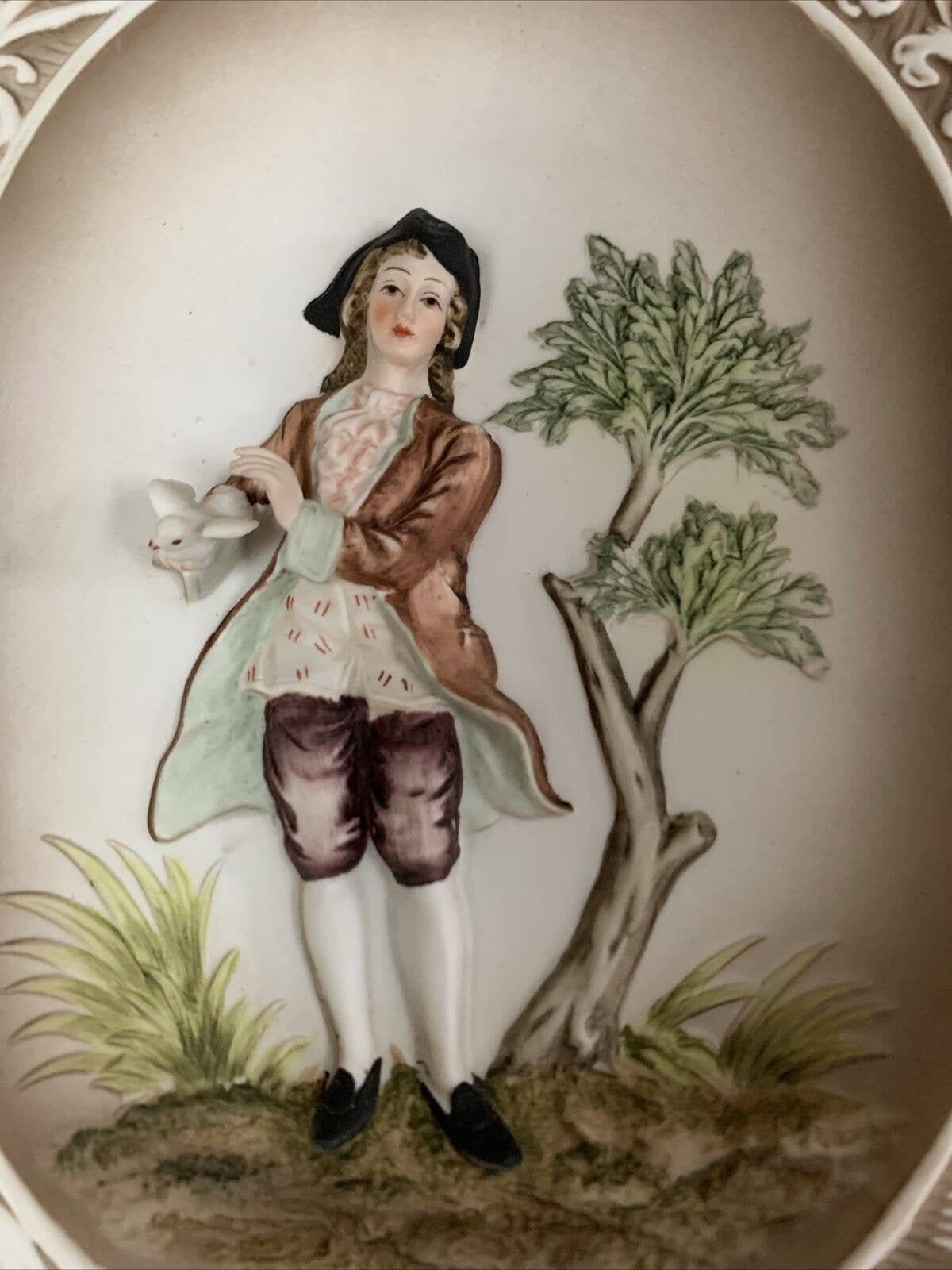 Vintage Lefton Pinkie Girl & Blue Boy Porcelain Wall Plaques Colonial ...