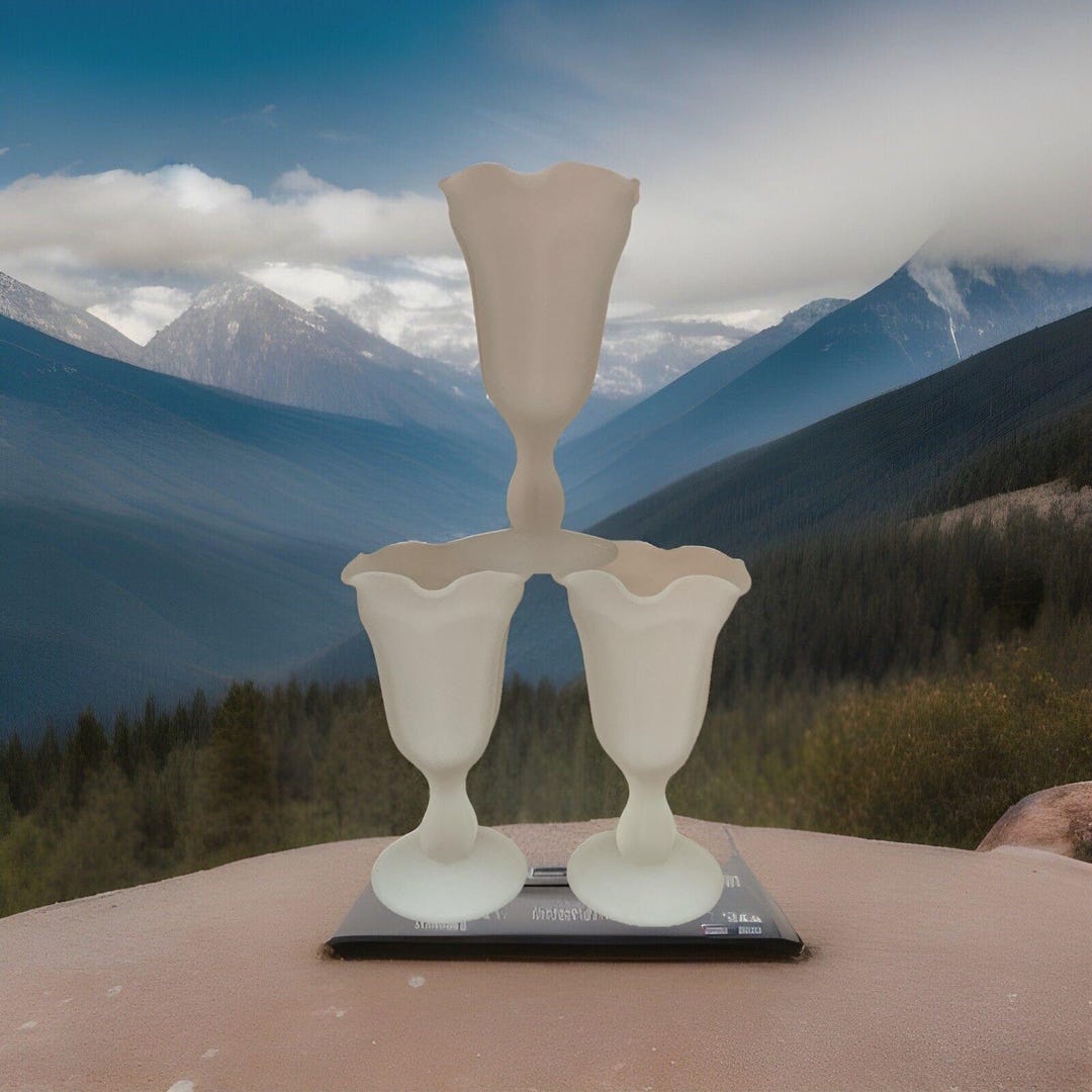 VTG Mid Century Frosted Satin Glass Sundae Dessert Cups (3) - Etsy