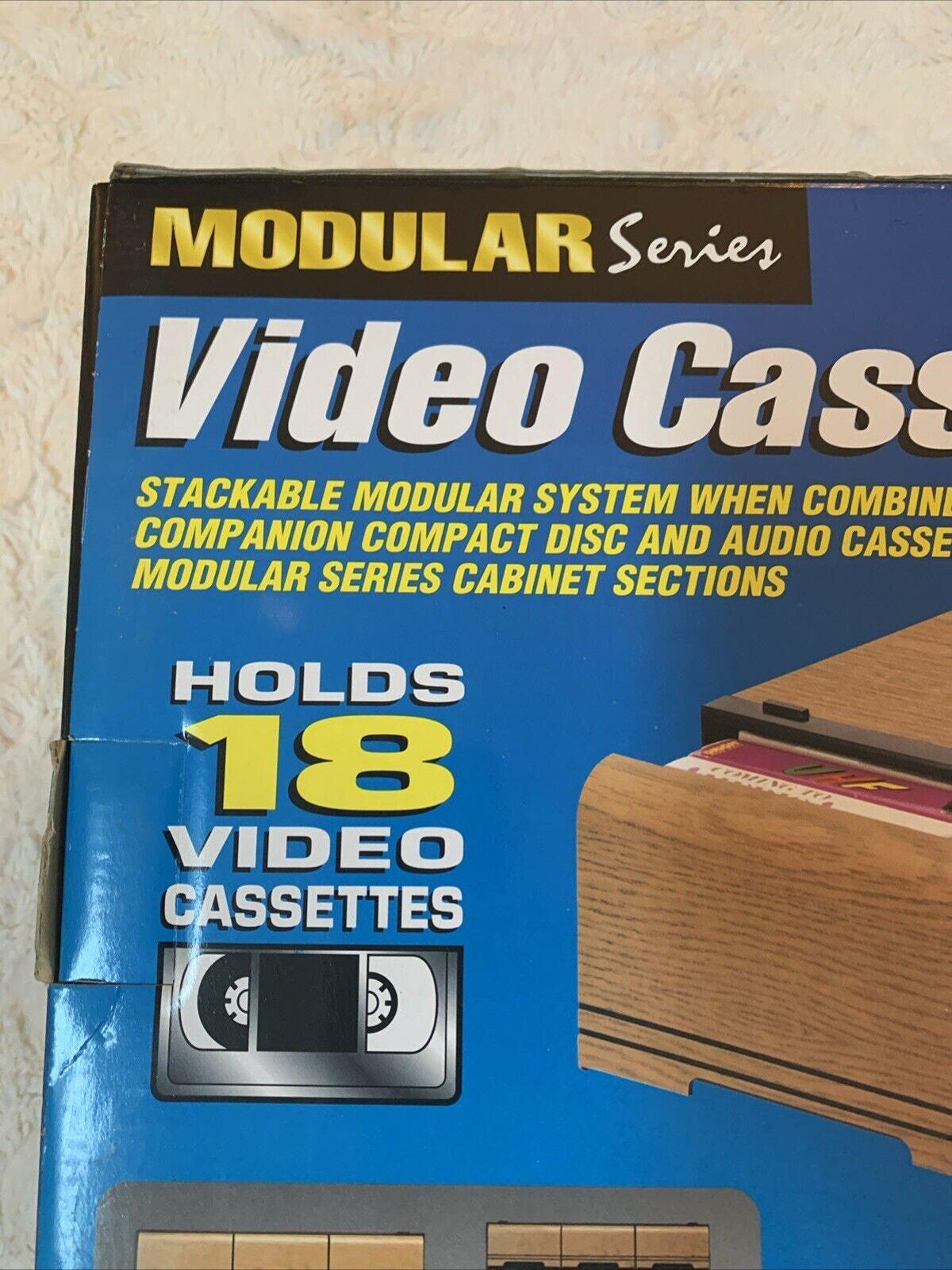 Vintage Video Cassette VHS Holder Stackable Cabinet Holds 18 Tapes Faux ...