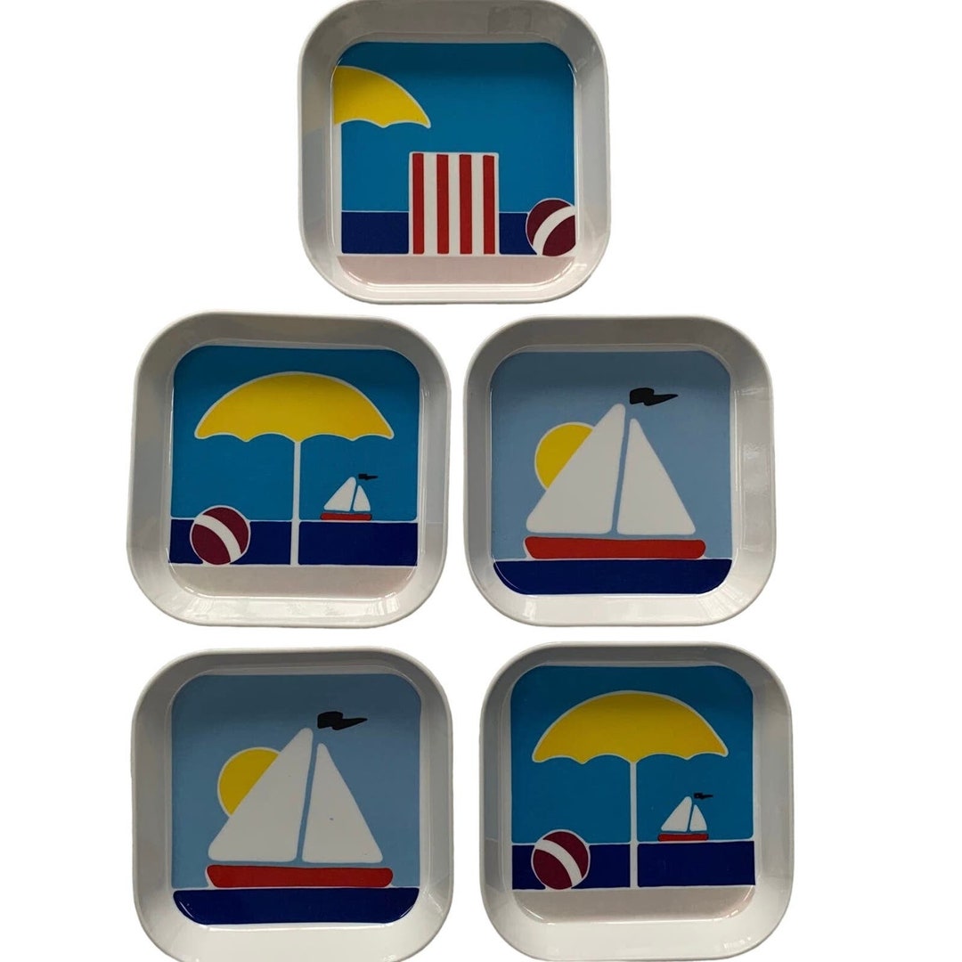 Vintage Mebel Melamine Beach Sailboat Snack Trinket Trays - Etsy