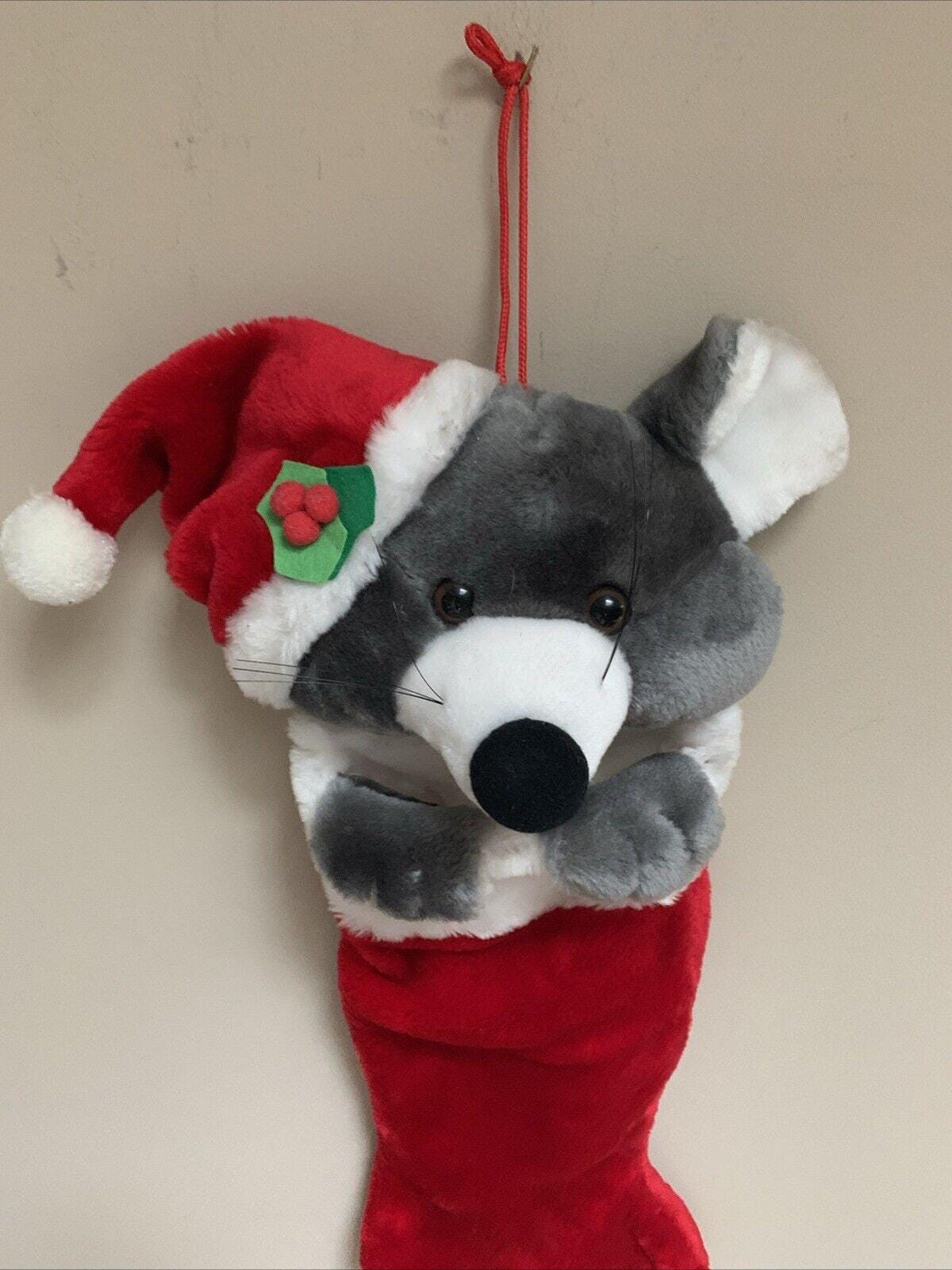 Vintage Christmas Mouse Stocking Plush 3D Mouse Large 24 Fillable - Etsy