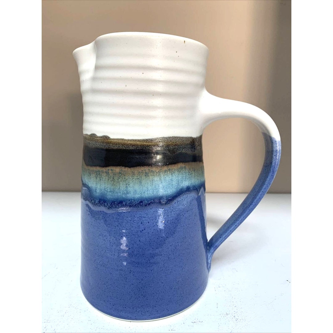 Brian Bachman Large Studio Art Pitcher Handmade Drip Glaze Signed - Etsy