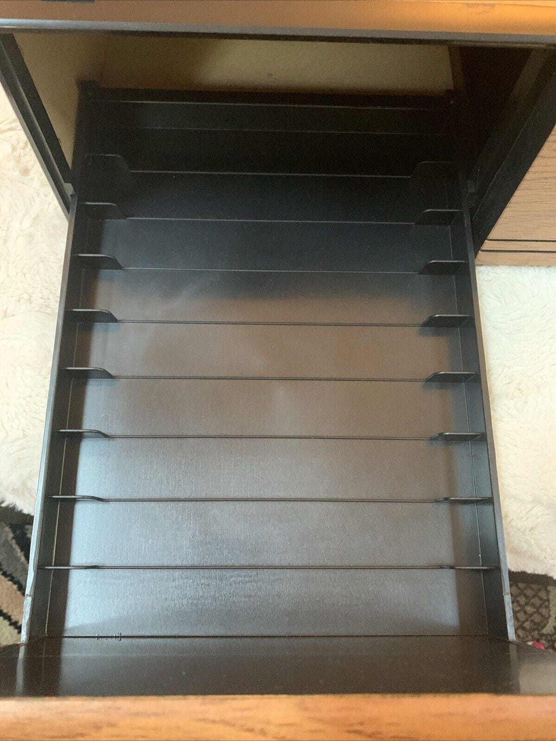 Vintage Video Cassette VHS Holder Stackable Cabinet Holds 18 Tapes Faux ...