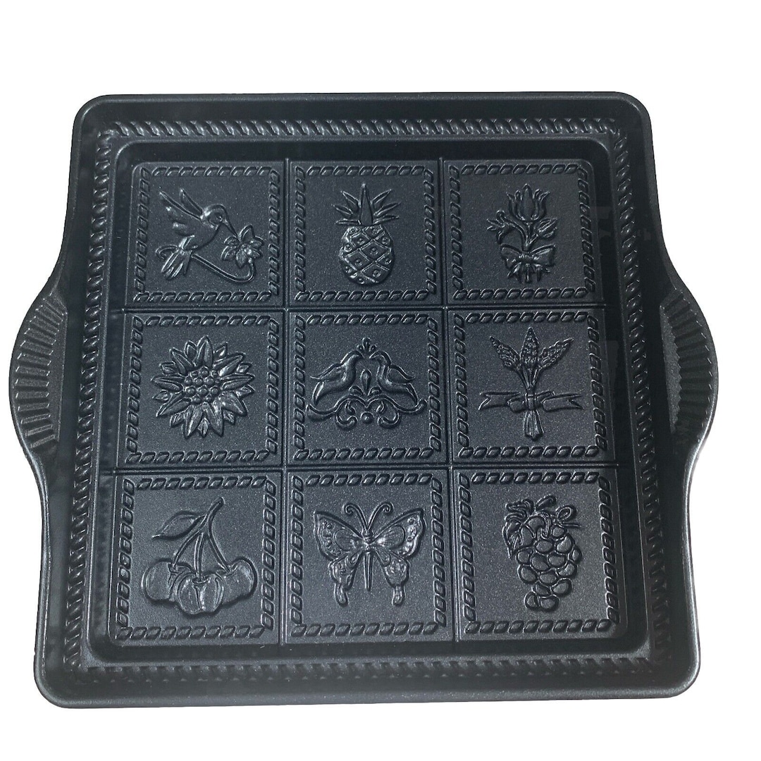 Nordic Ware Shortbread Pan 9 Nonstick Cast Aluminum Flower Bird Fruit ...