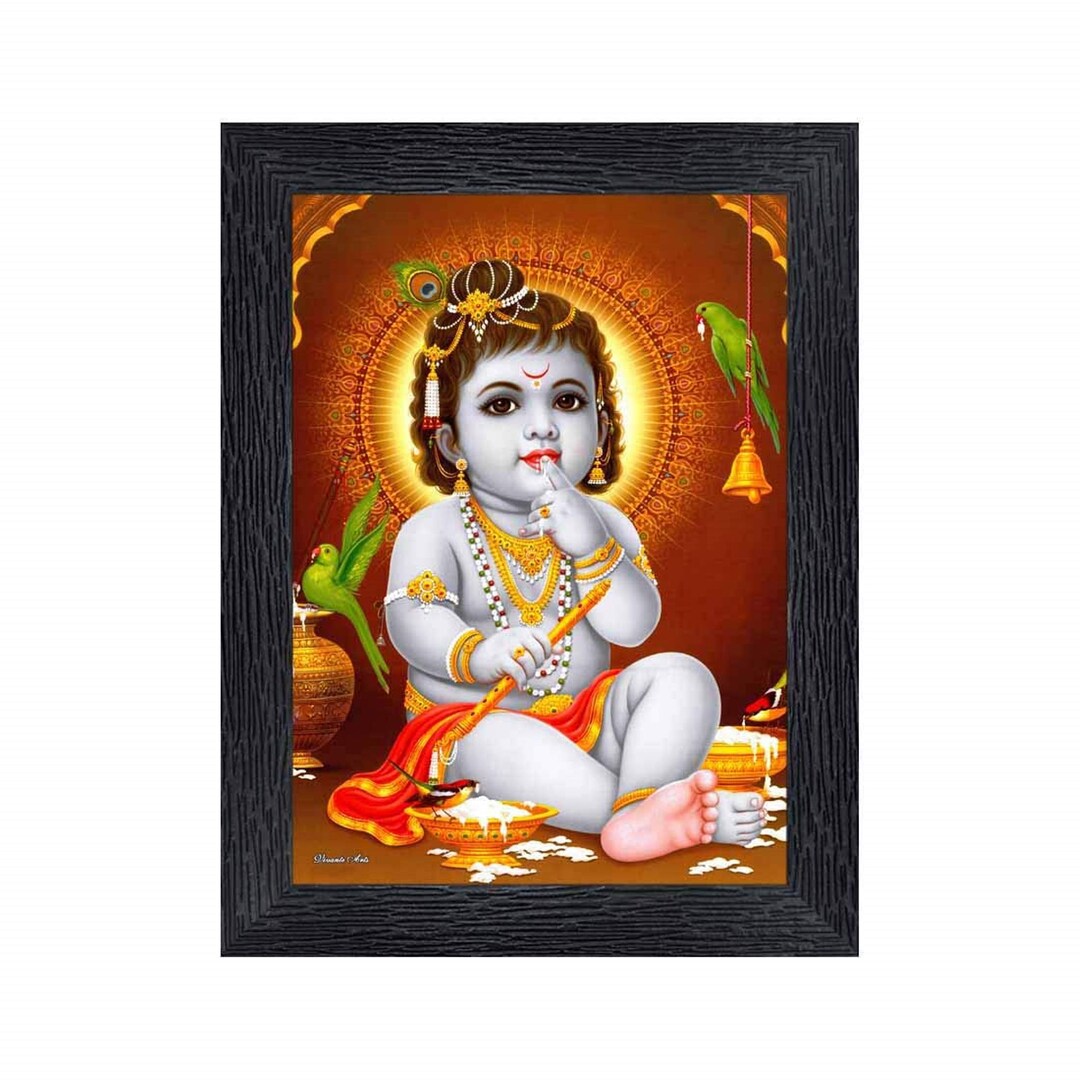 Religious Wall Art Painting God Krishna Satin Wood Photo Frames - Etsy