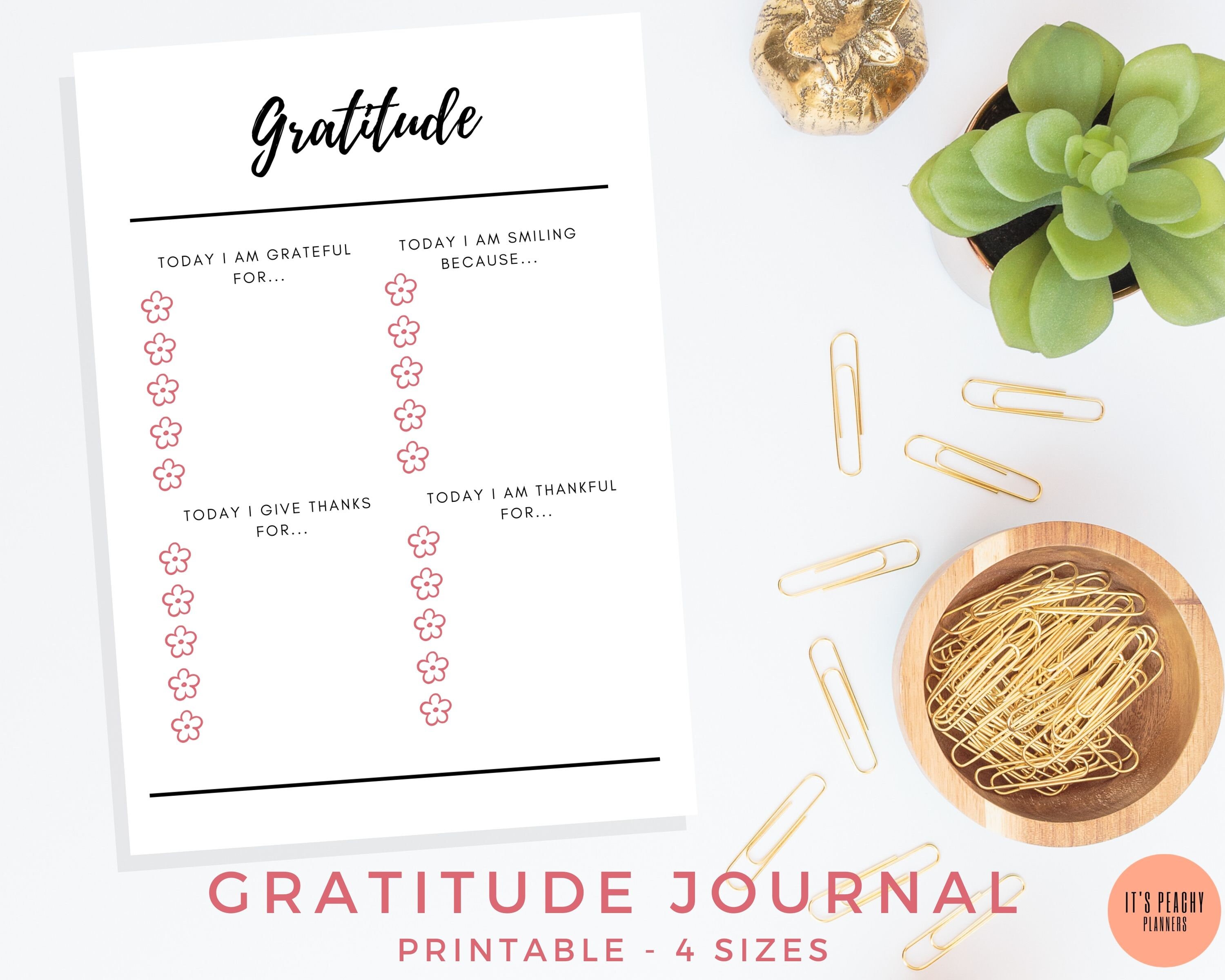 Gratitude Journal Printable Daily Gratitude Journal Template Etsy