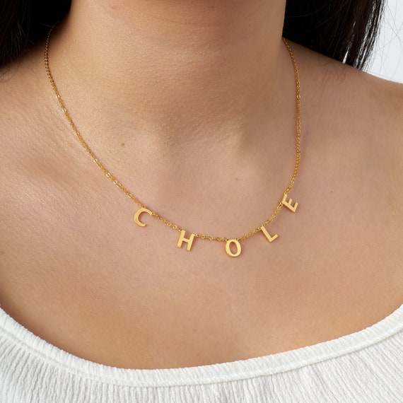 Chloe letter Name Necklace Letter Necklace by LDPersonalized | Etsy