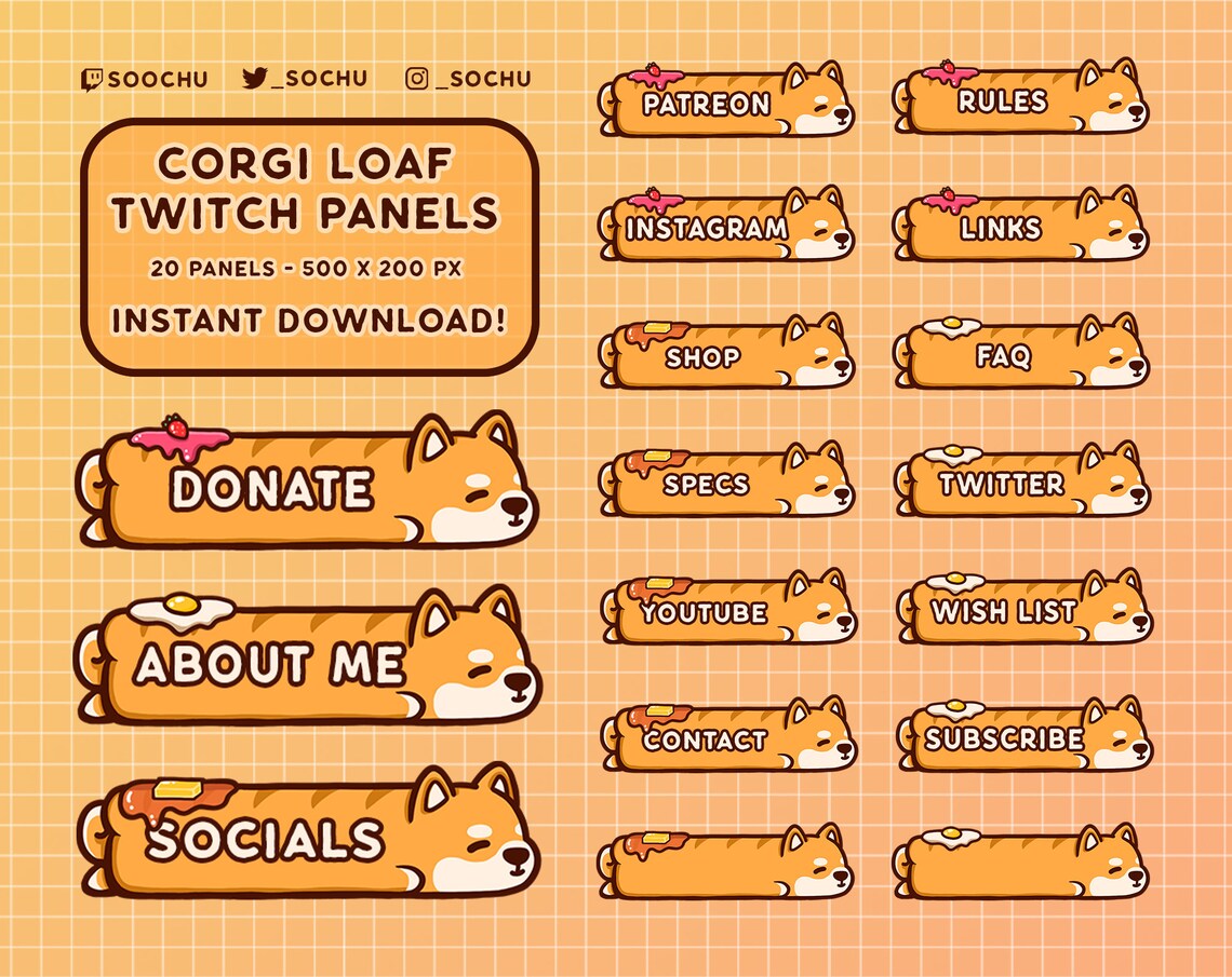 Corgi Loaf Twitch Panels cute / dog / streamer / instant | Etsy