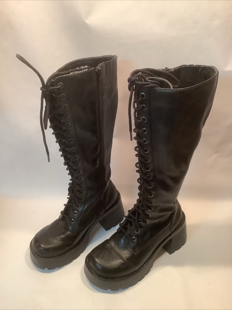 Y2K 00s BONGO Tall Laced Boot Chunky Goth Combat Women's Size 6M Black ...