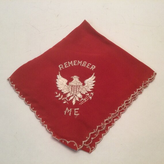vintage red handkerchief us - Gem