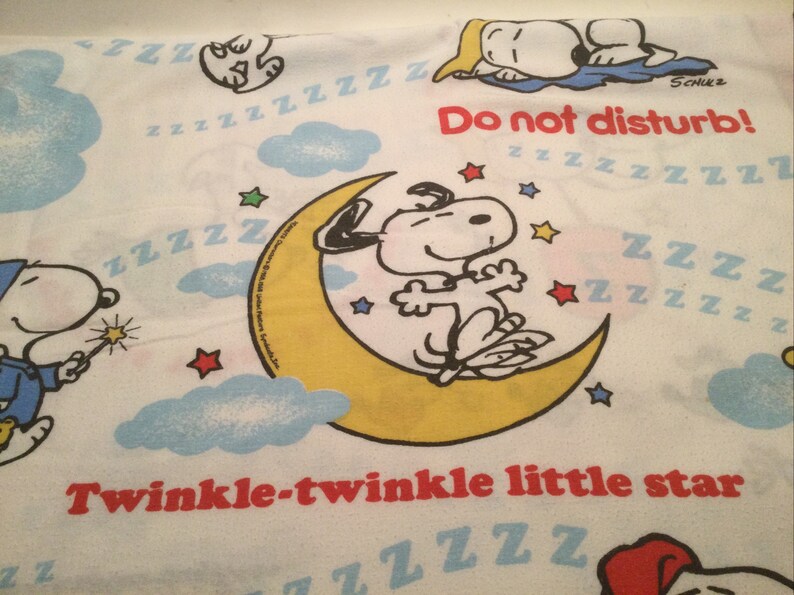 Vintage Snoopy Woodstock Peanuts Sheet Set Twin Flannel Fitted Flat ...