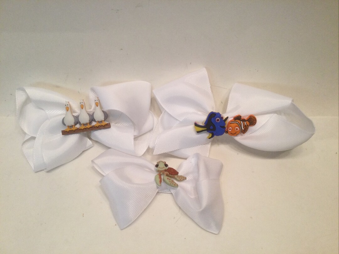 Disney Finding Nemo Hair Bow Clip White Dory Nemo Little Dude - Etsy