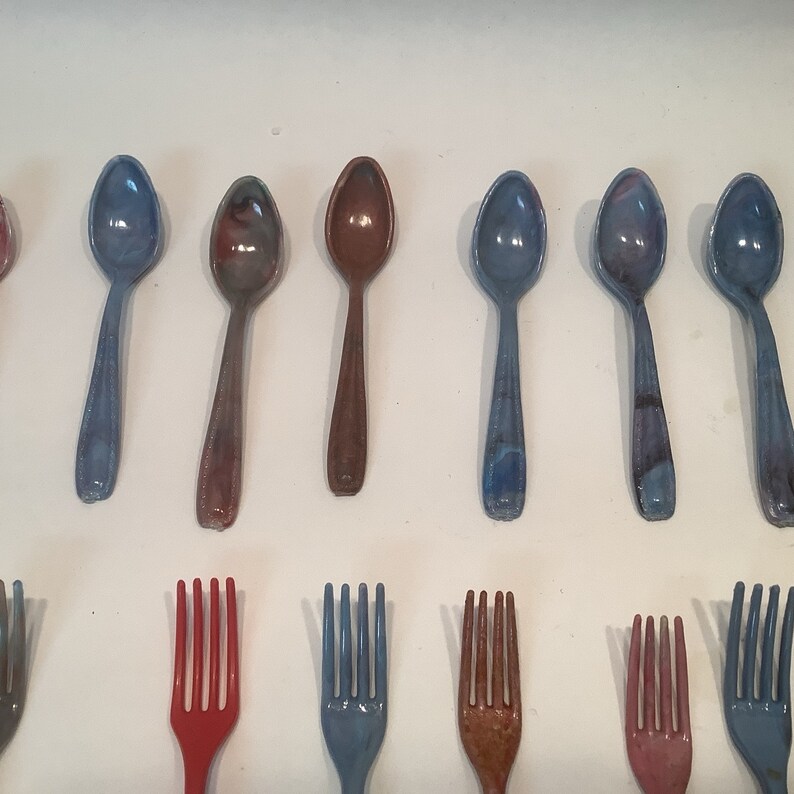 Vintage Columbia Doll Silverware Toy Child Pretend Play Swirled Plastic ...