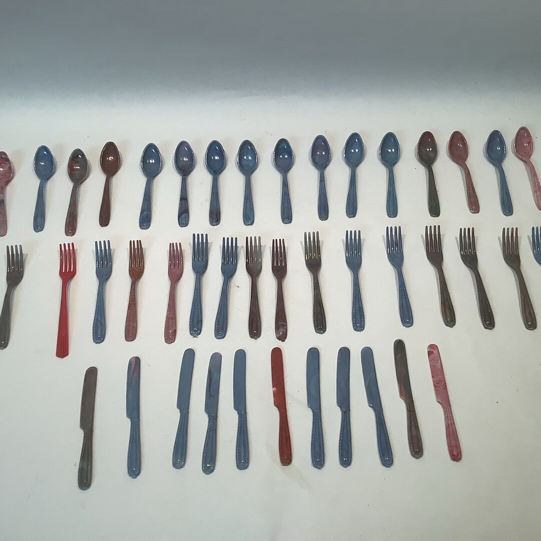Vintage Columbia Doll Silverware Toy Child Pretend Play Swirled Plastic ...