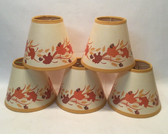 5 Fall Leaves Mini Paper Chandelier Lamp Shade Autumn Leaves Acorns ...