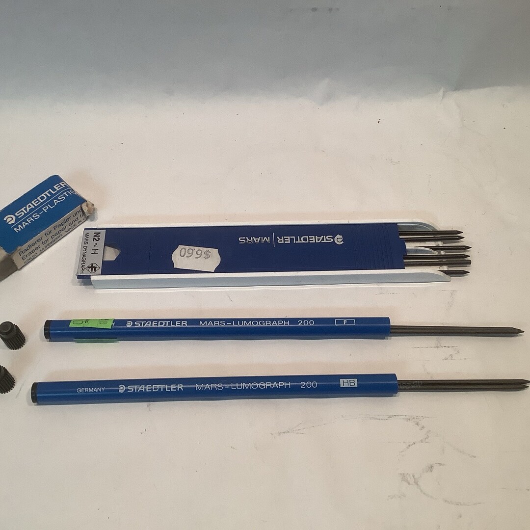 STAEDTLER/MARS 200-H Drawing Drafting Leads 9 Count & Eraser Lumograph ...