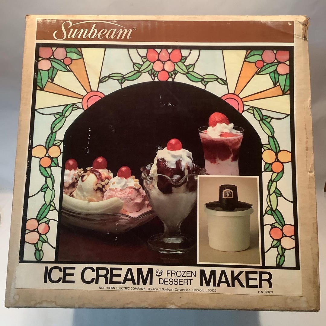 Sunbeam Ice Cream & Dessert Maker Electric Homemade Vintage 4 Qt Tested ...