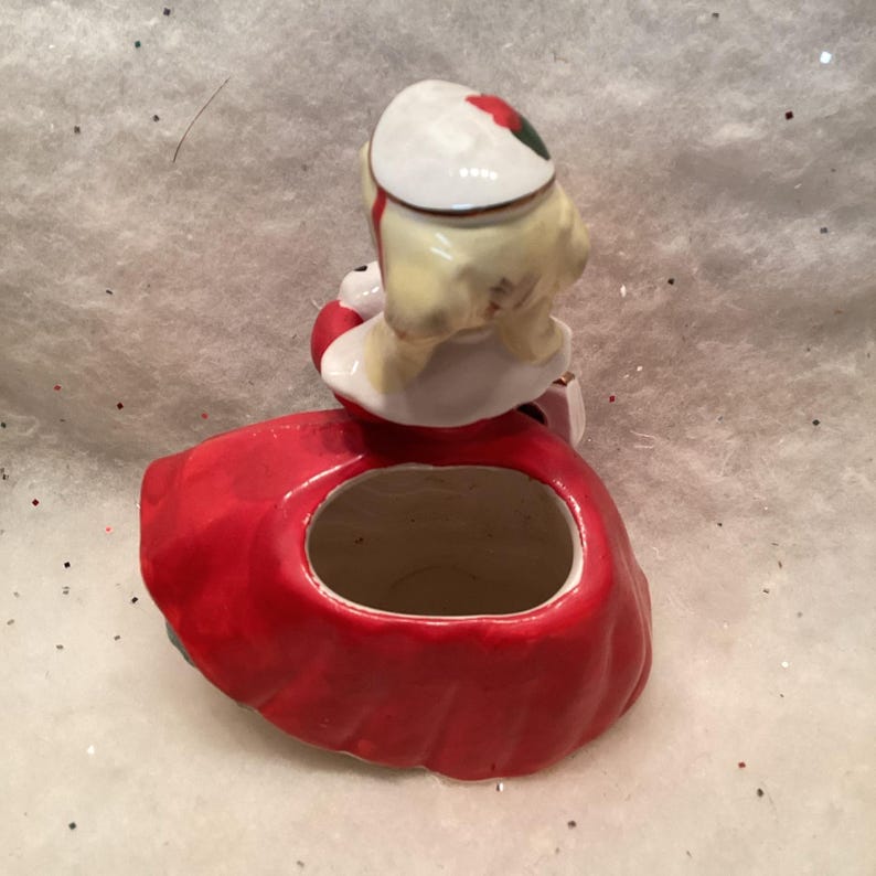 1957 NAPCO Christmas Shopper Girl Planter Figurine Muff Purse Blonde ...
