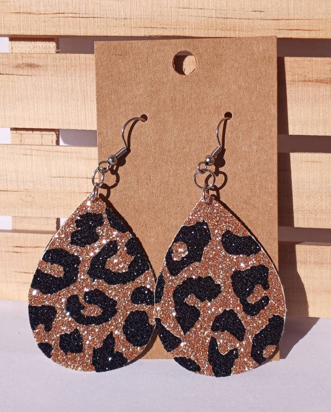 Leopard Print, Cheetah Print, Glitter Leopard Print Earrings, Animal ...