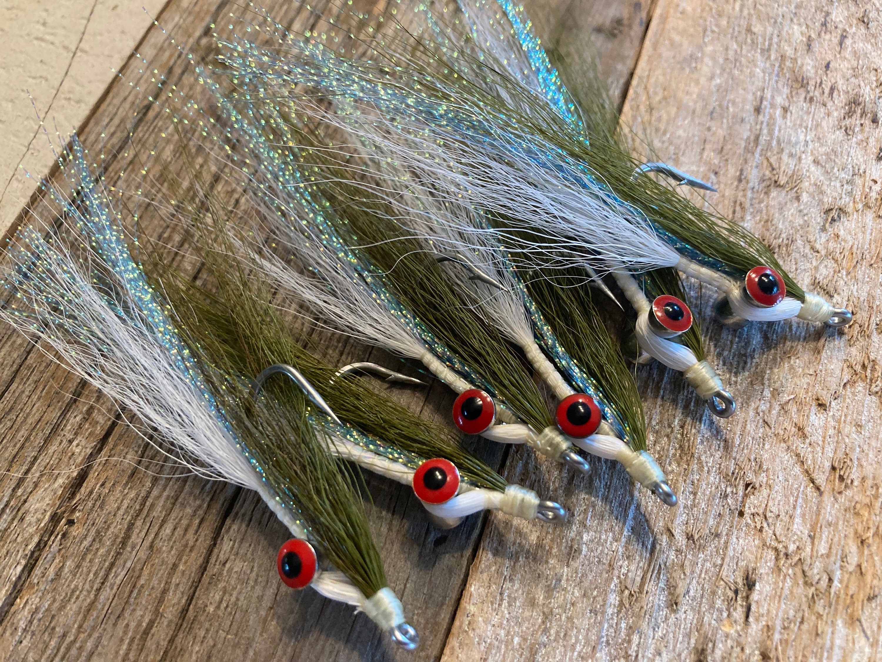 Handmade Clouser Minnows Olive and White 6 Pack - Etsy