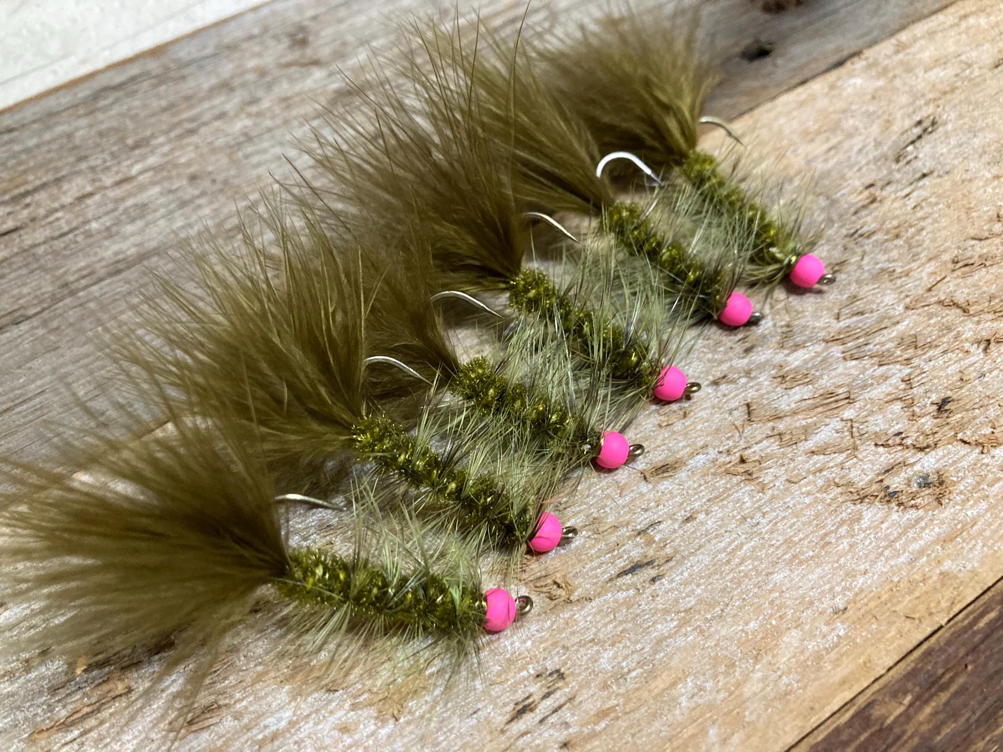 1/2 Dozen (x6) Handmade Woolly Bugger Flies Bead-head Tungsten - Olive ...