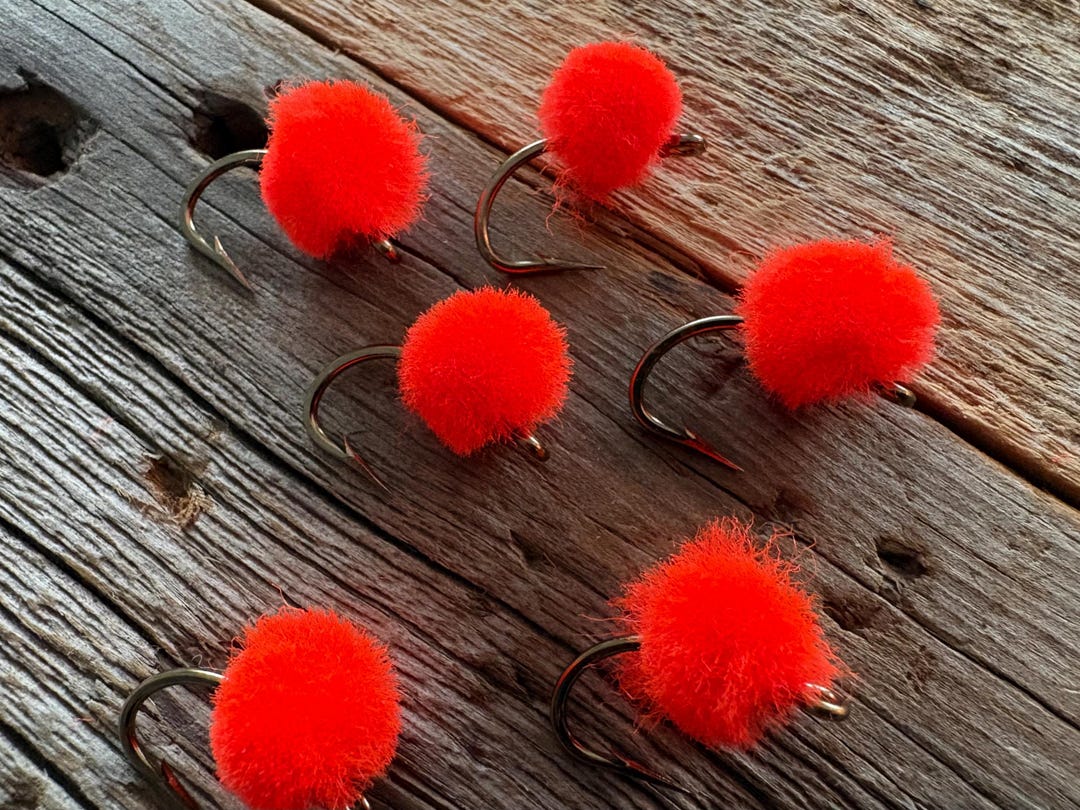 1/2 Dozen (x6) Glo Bug Egg Flies - Hot Red - Etsy Canada