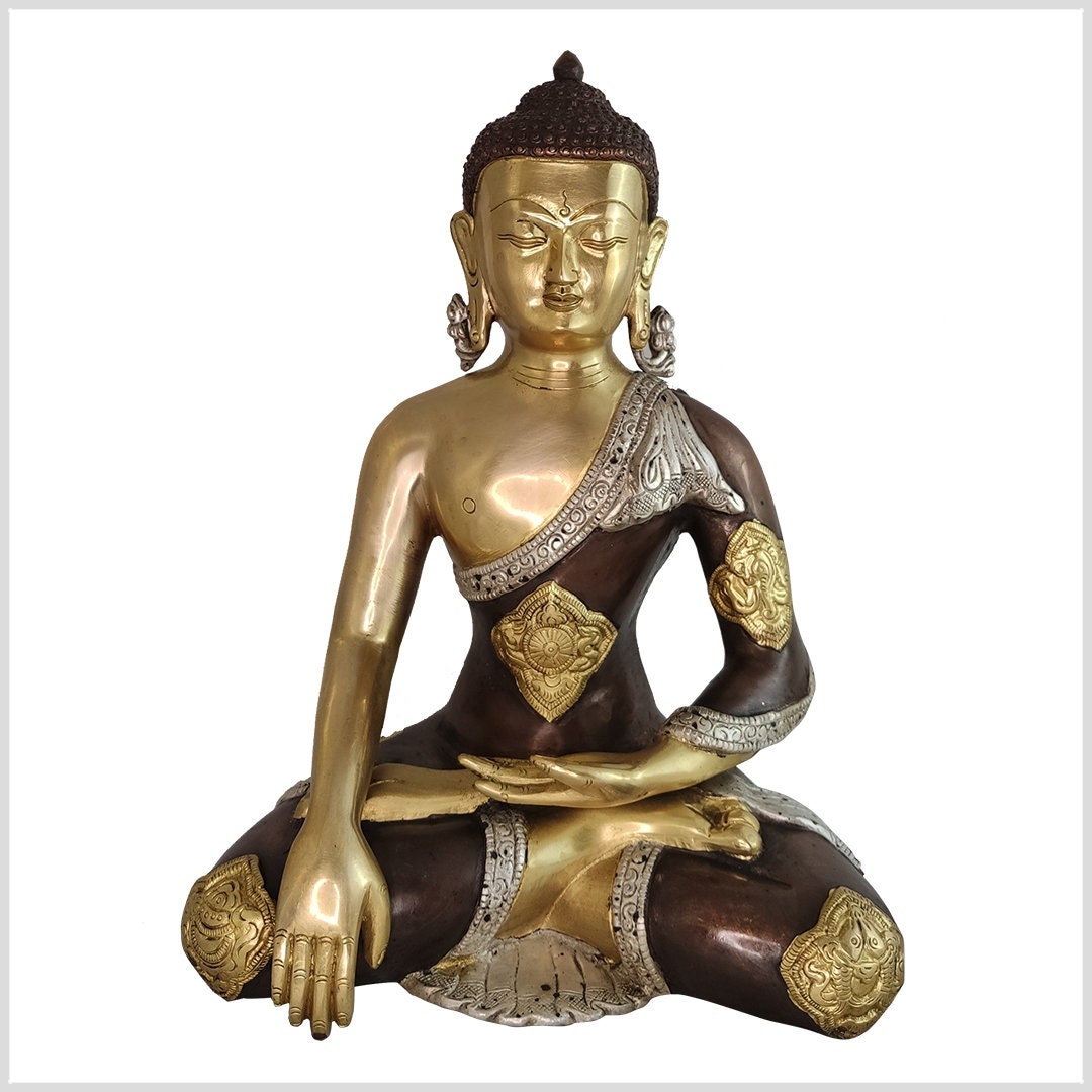 Earthing Buddha 29 Cm 6kg Brass Copper Silver Tricolor Bhumisparsha ...