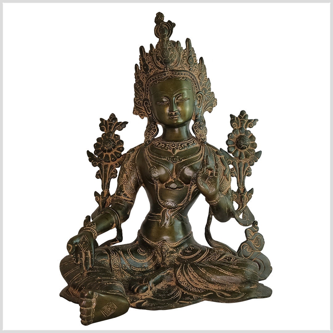 Green Tara Shyama Brass Handmade From Nepal 42.5 Cm 7.1kg Color: Moss ...