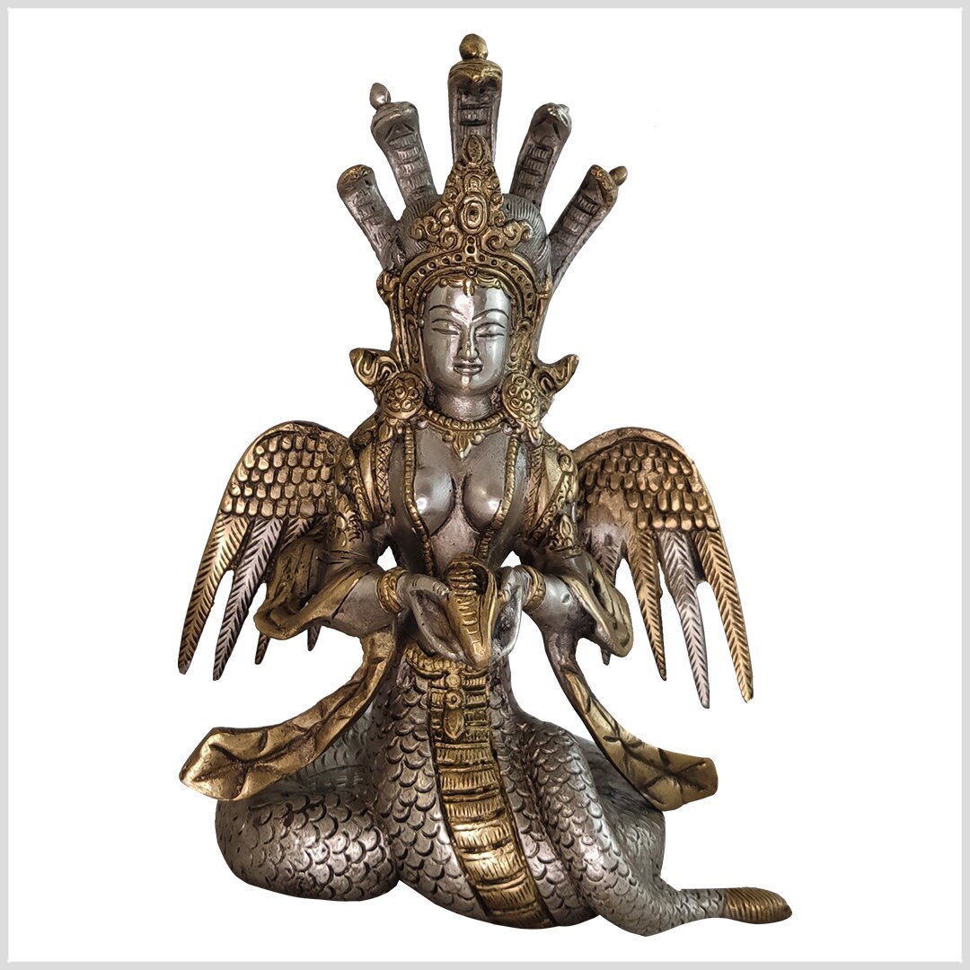 Nag Kanya Snake Goddess Brass Silver Plated 20 Cm Handmade From Nepal ...