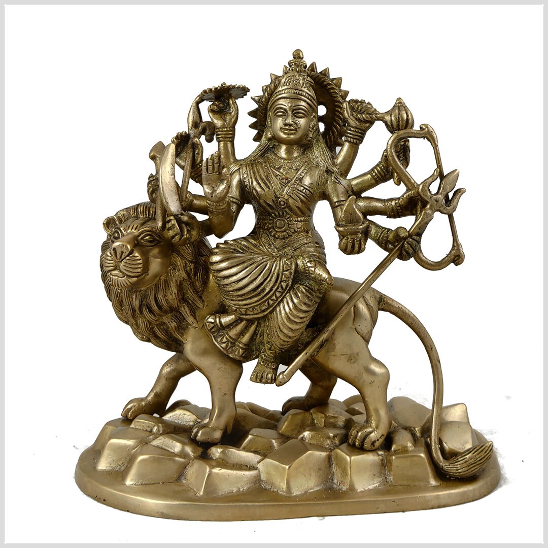 Durga Devi on Lion Brass 2.9kg 22 Cm 3 Variants Sarasvati Lakshmi ...