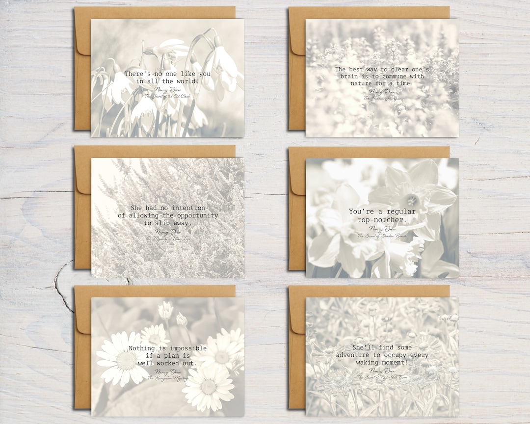Nancy Drew Note Cards | ND Books 1-6 Quotes | Literary Blank Card Set ...