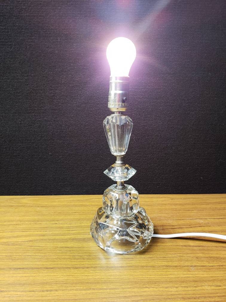 Small Vintage Clear Glass Lamp Boudoir Lamp or Vanity Lamp - Etsy