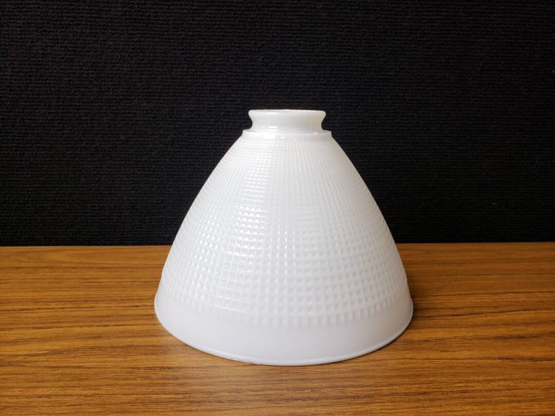White Milk Glass Shade Art Deco Waffle Weave Lampshade - Etsy