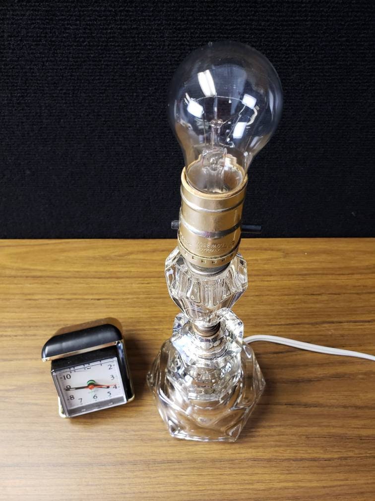 Small Vintage Clear Glass Lamp Boudoir Lamp or Vanity Lamp - Etsy