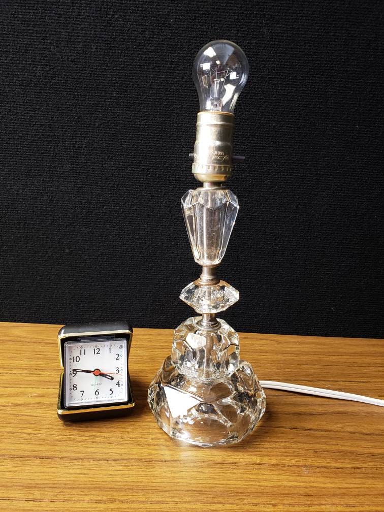 Small Vintage Clear Glass Lamp Boudoir Lamp or Vanity Lamp - Etsy