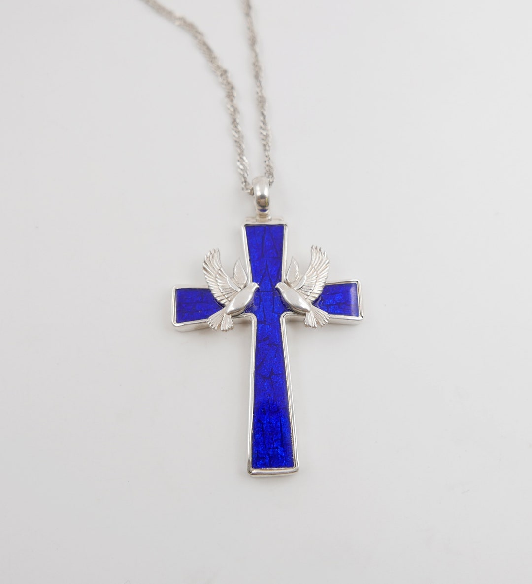 Cross With Doves. Blue Enamel Cross. Sterling Silver Cross. Authors ...