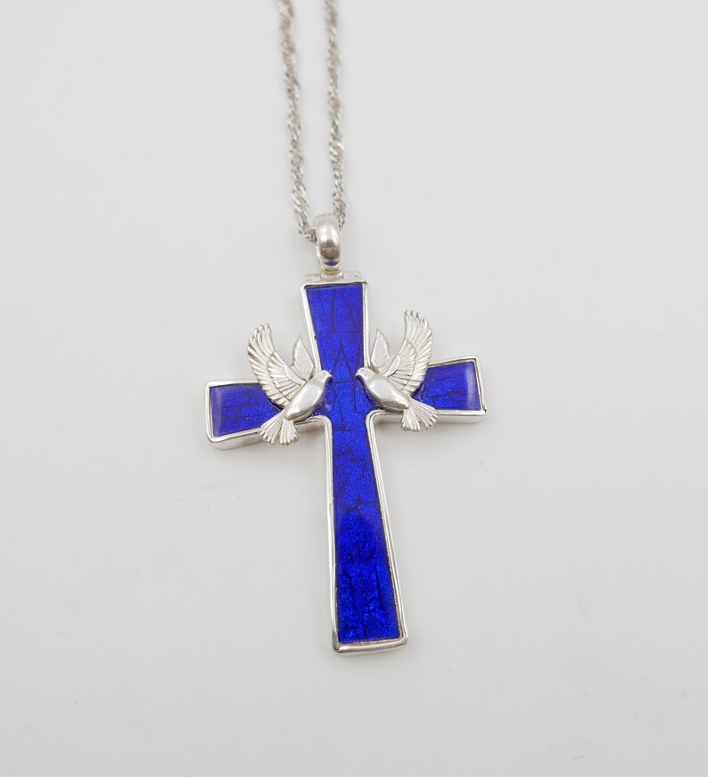 Cross With Doves. Blue Enamel Cross. Sterling Silver Cross. Authors ...