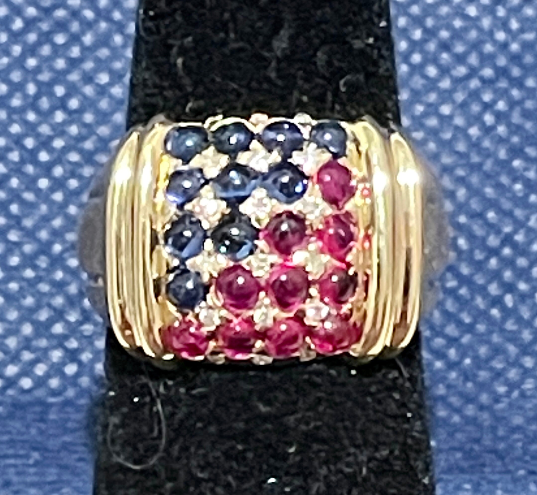 Ruby, Sapphire and Diamond Ring - Etsy