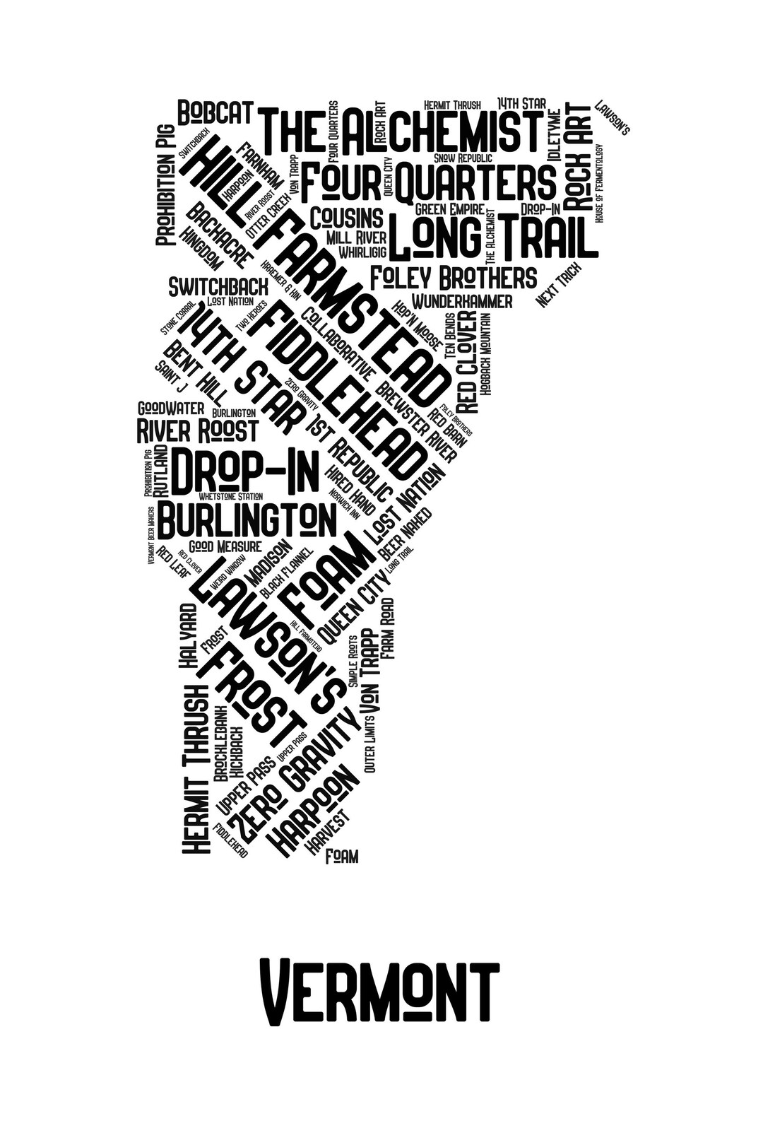 Vermont Breweries Map Downloadable - Etsy