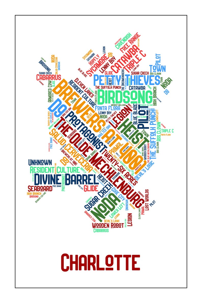 Charlotte Breweries Map - Etsy