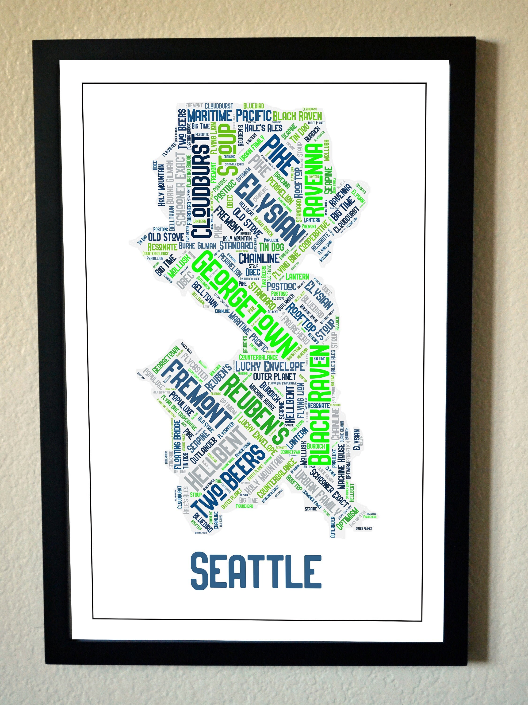 Seattle Breweries Map - Etsy